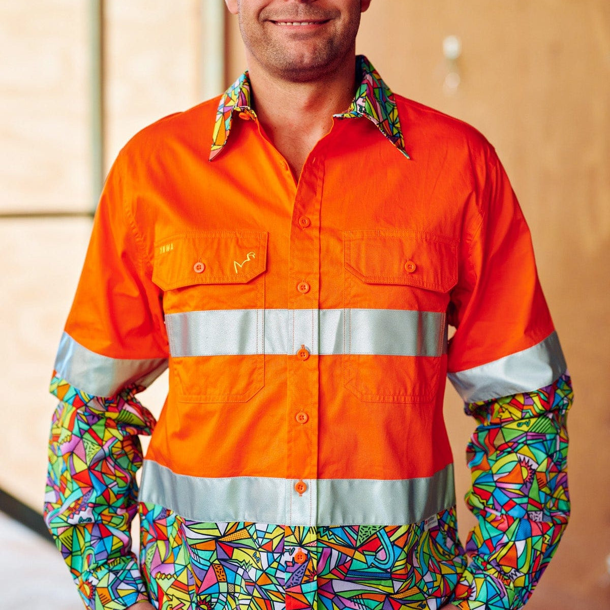 Men's Bonza Orange Day/Night Hi Vis 2.0 Full Button Work Shirt – The ...